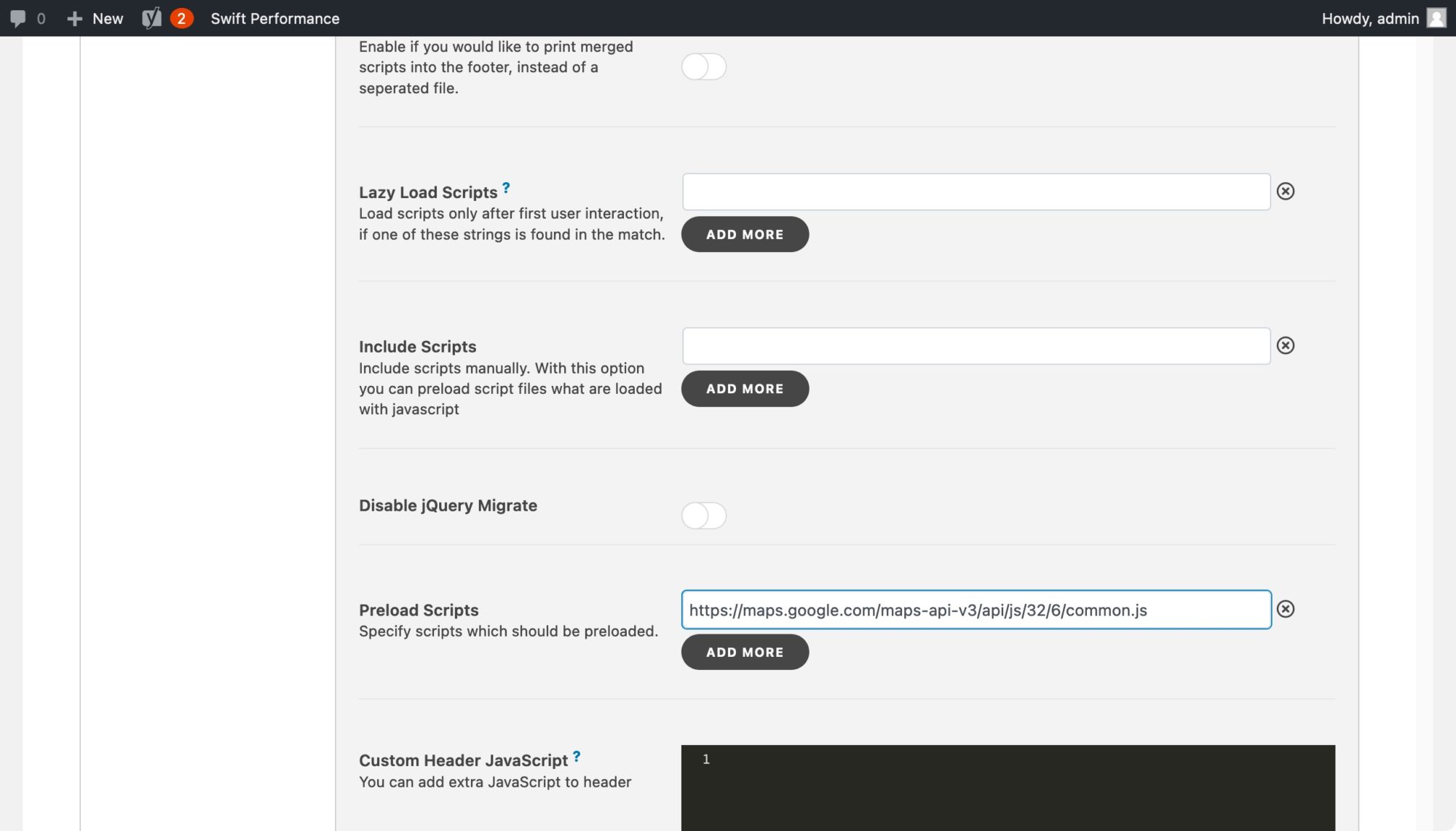 Preload Scripts – Swift Performance