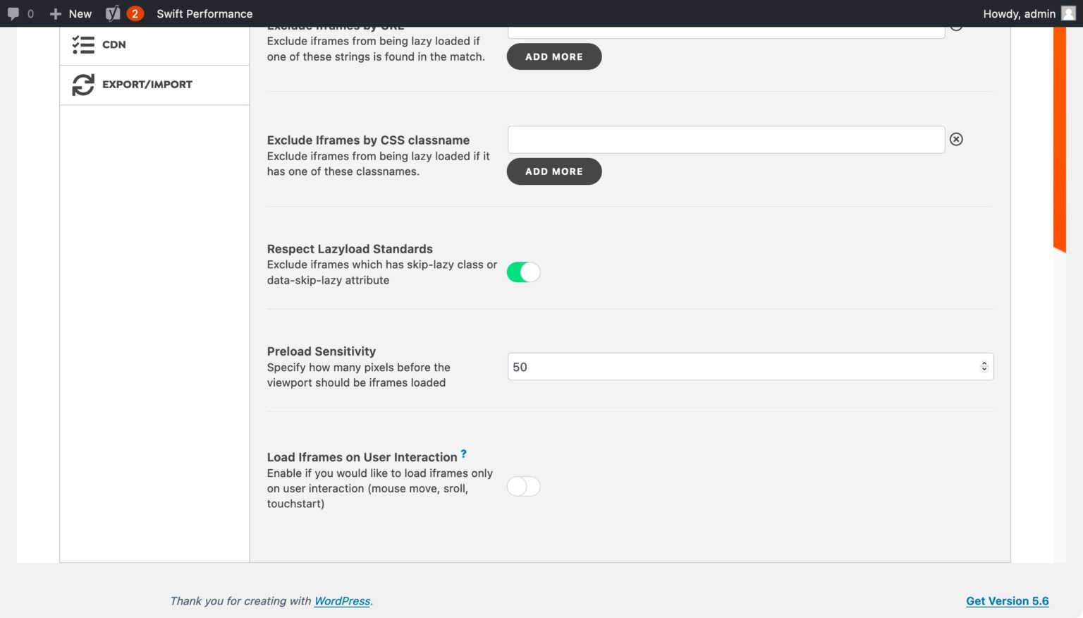Preload Sensitivity Swift Performance