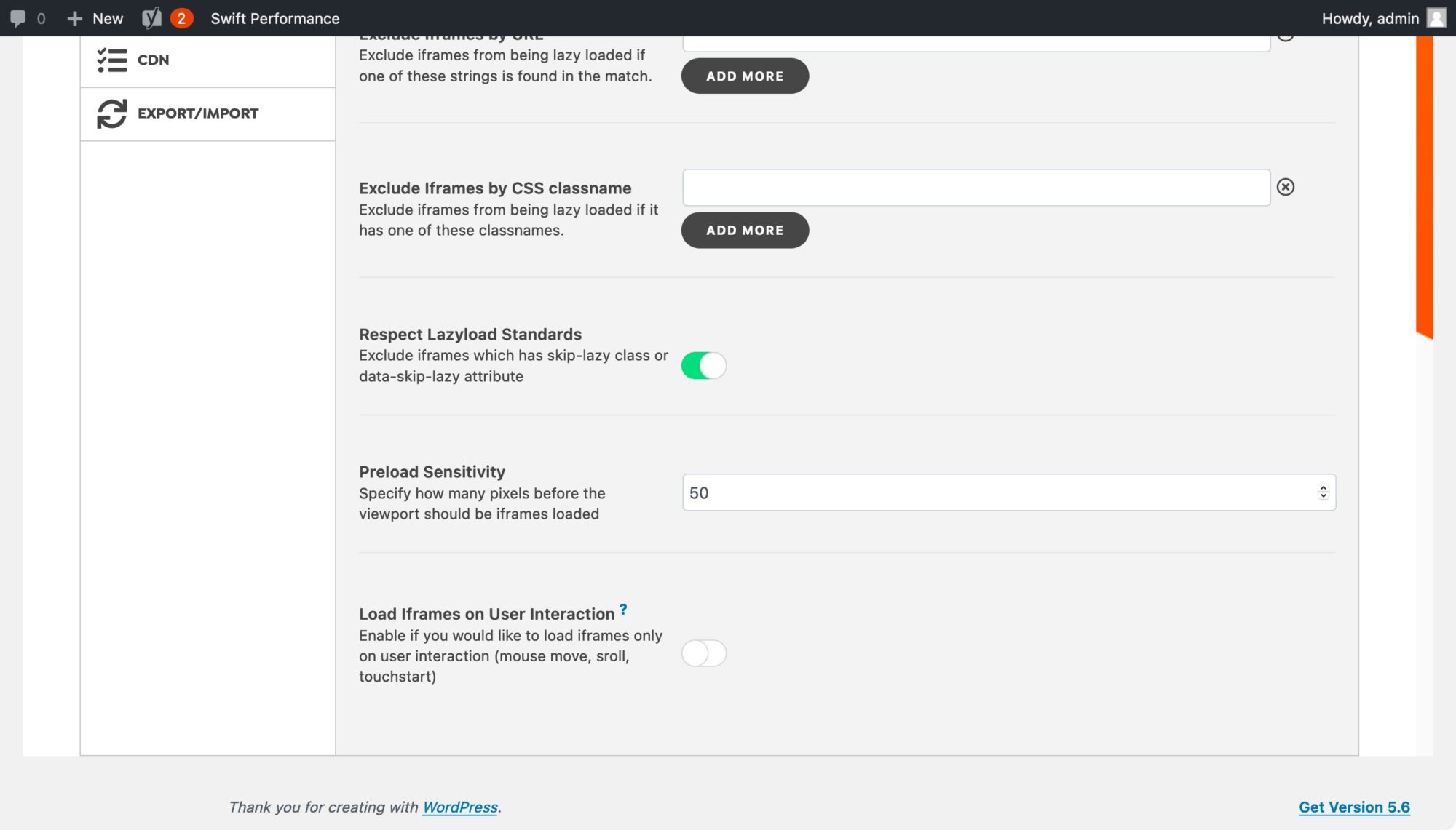 Preload Sensitivity Swift Performance